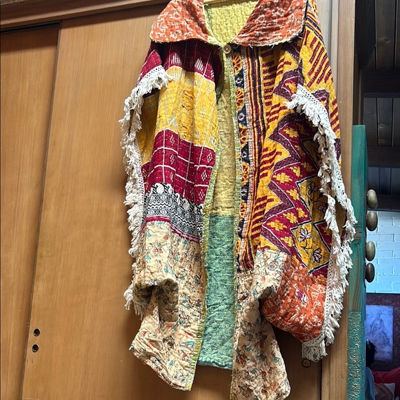 Kantha Bae | Jackets & Coats | Kantha Bae Patchwork Jacket With Fringe ...